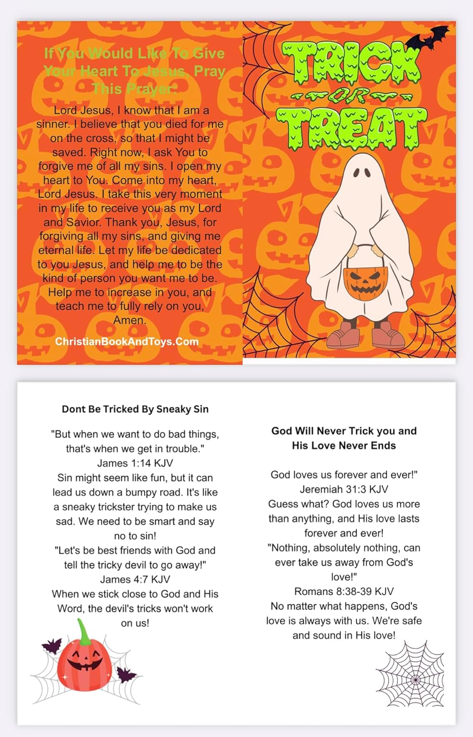 Trick or Treat Bible Tracts – 100 KJV Christian Halloween Handouts ...