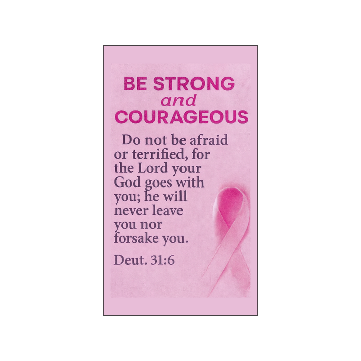 100 Pack Strong & Courageous Bible Verse Pink Ribbon Breast Cancer Awa ...