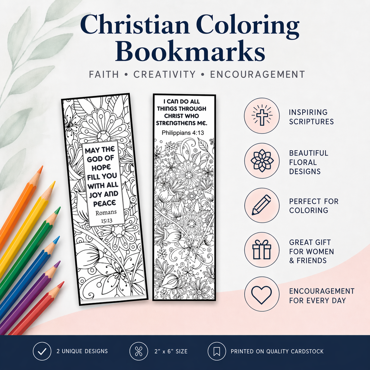 100 Bible Verse Christian Coloring Bookmarks – Romans 15:13 & Phil 4:1 ...