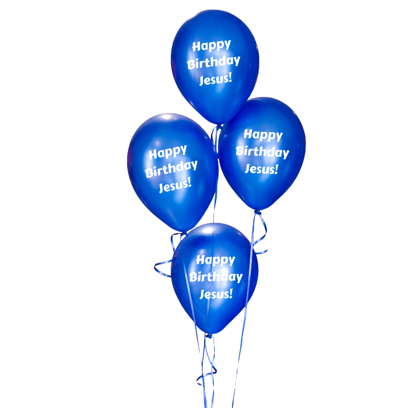 Dozen 11" Blue "Happy Birthday Jesus" Latex Helium Quality Balloons ...