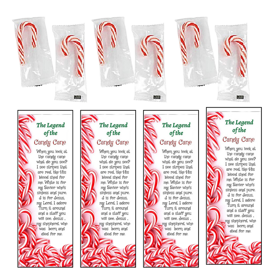 Legend Of The Candy Cane Christmas Bookmarks with Mini Candy Canes (10 ...