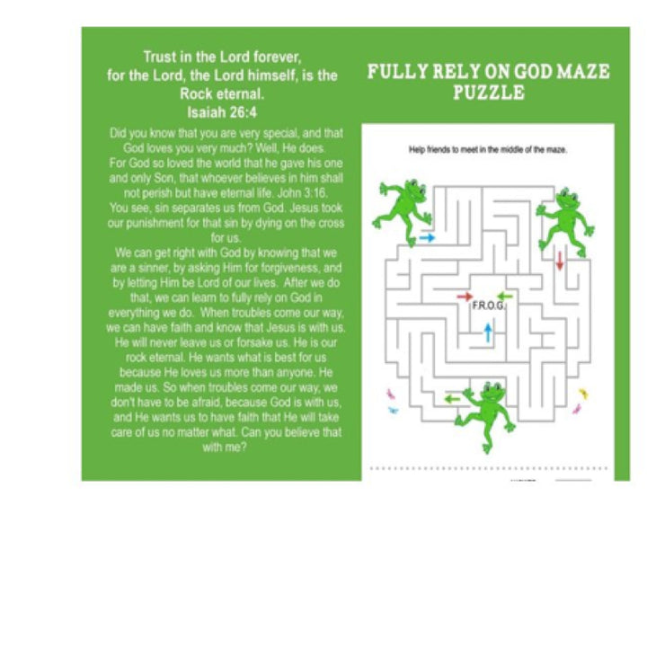 Fully Rely On God Frog F.R.O.G. Prouducts – Christian Book And Toys